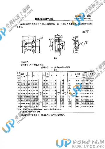 免费下载 JB/ZQ 4486-2006 直通法兰(PN20)_标准下载-UPBZ免费标准下载网-www.upbz.net